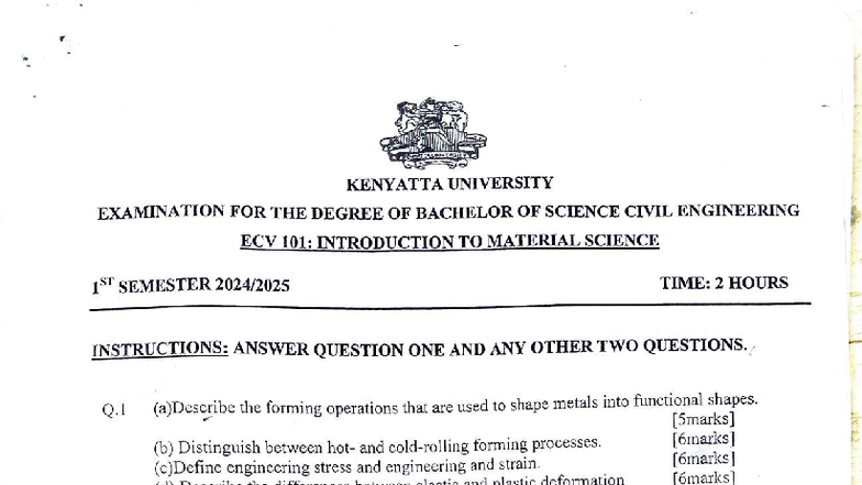 ECV 101: Intro to Material Science - Exam Notes & Key Concepts - Studocu