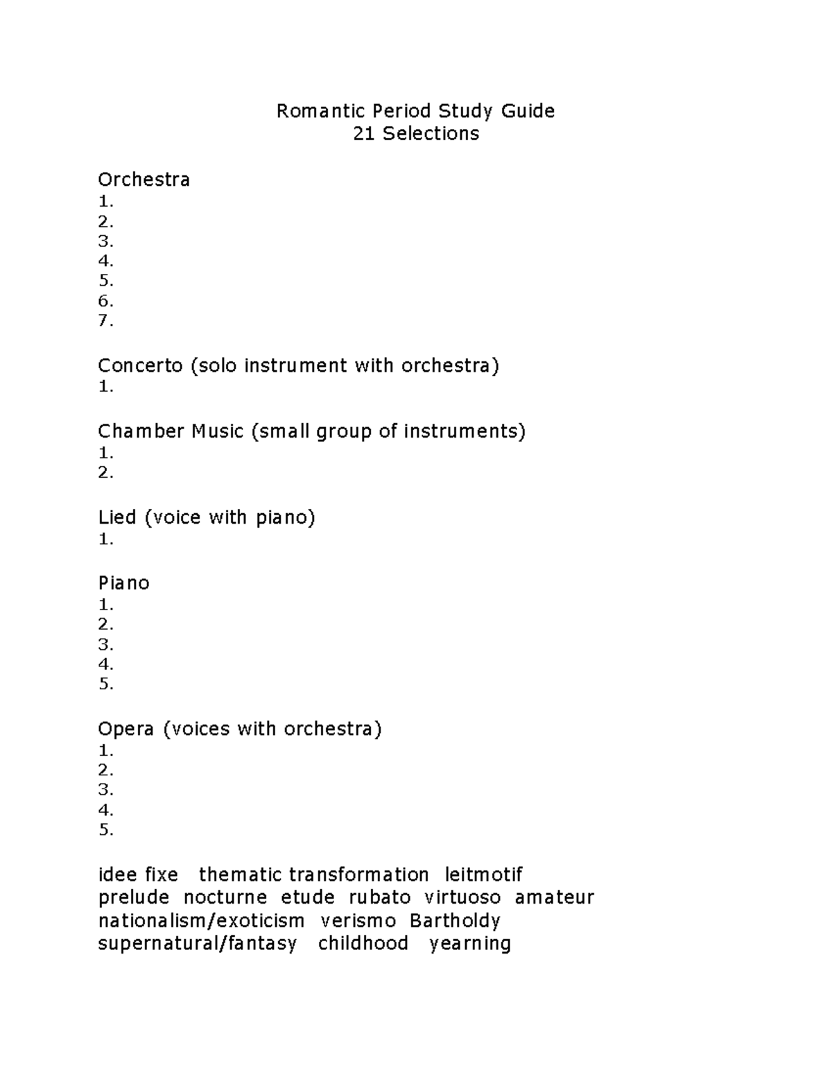 Romantic Period Study Guide: Key Concepts and Musical Forms - Romantic ...
