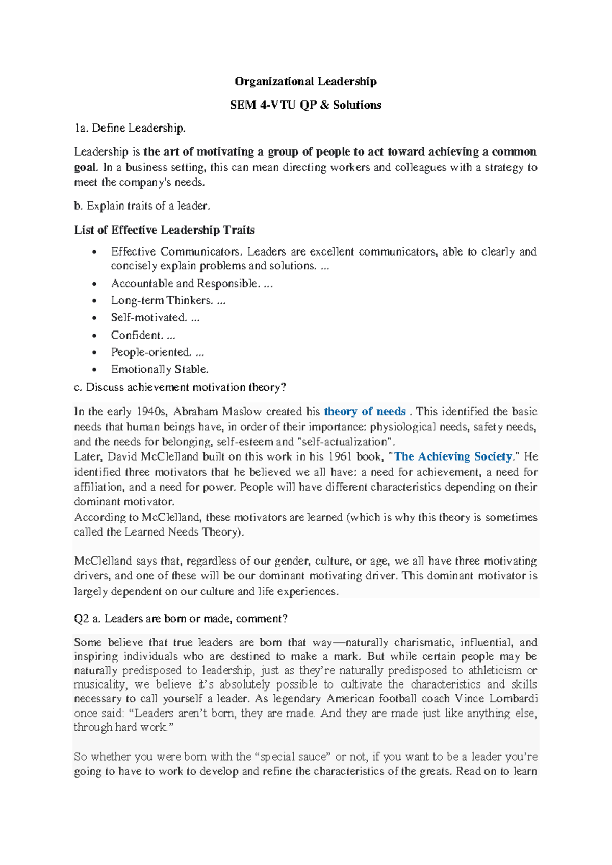 VTU exam Question Paper with Solution of 18 Mbahr 402 Organizational ...