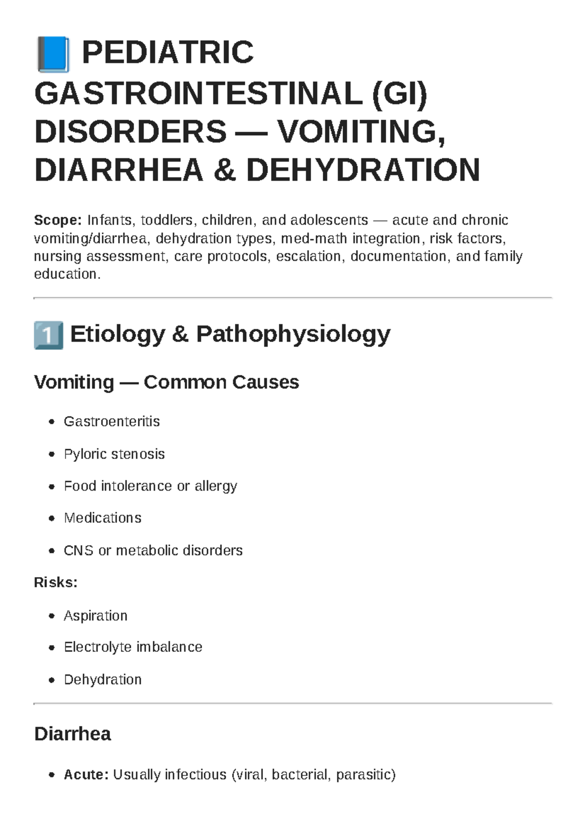 NSG3107 Pediatric GI Disorders: Vomiting, Diarrhea & Dehydration ...