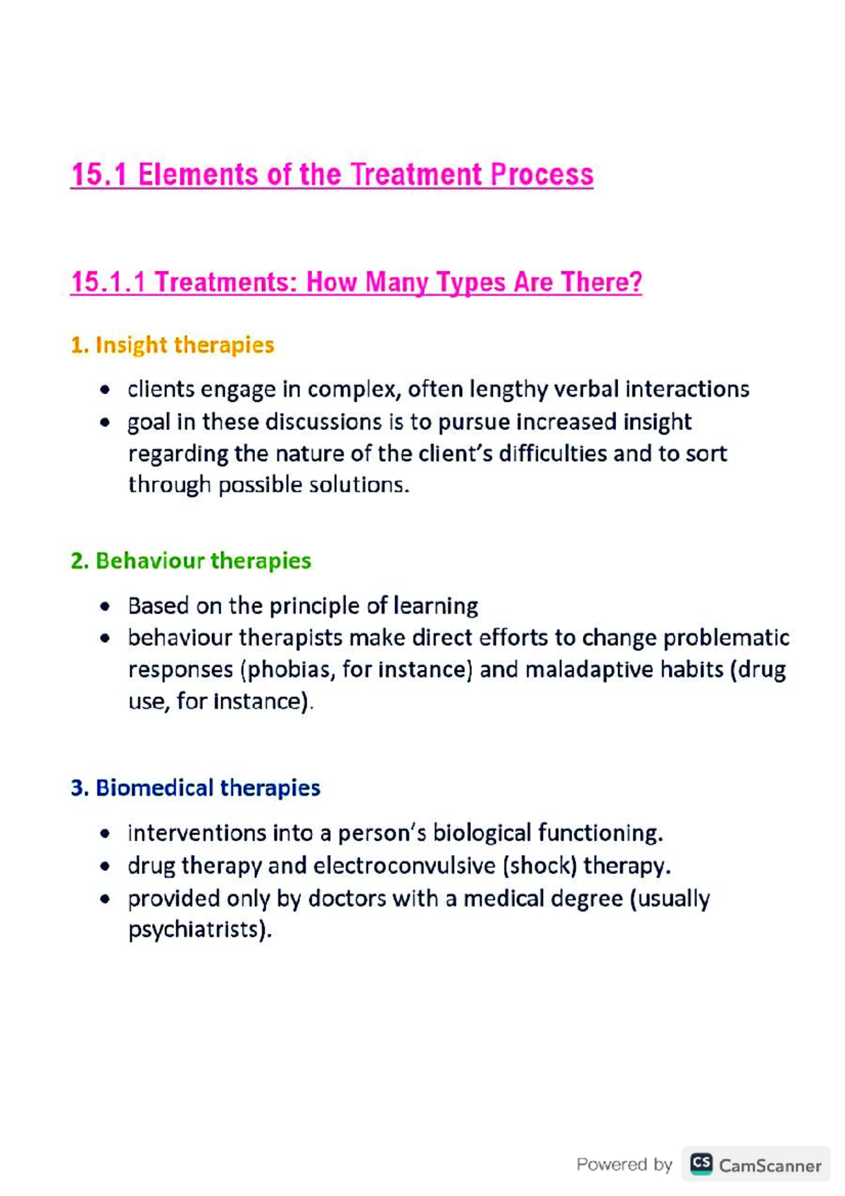 Psychology Chapter 15: Understanding Treatment Processes and Therapies ...