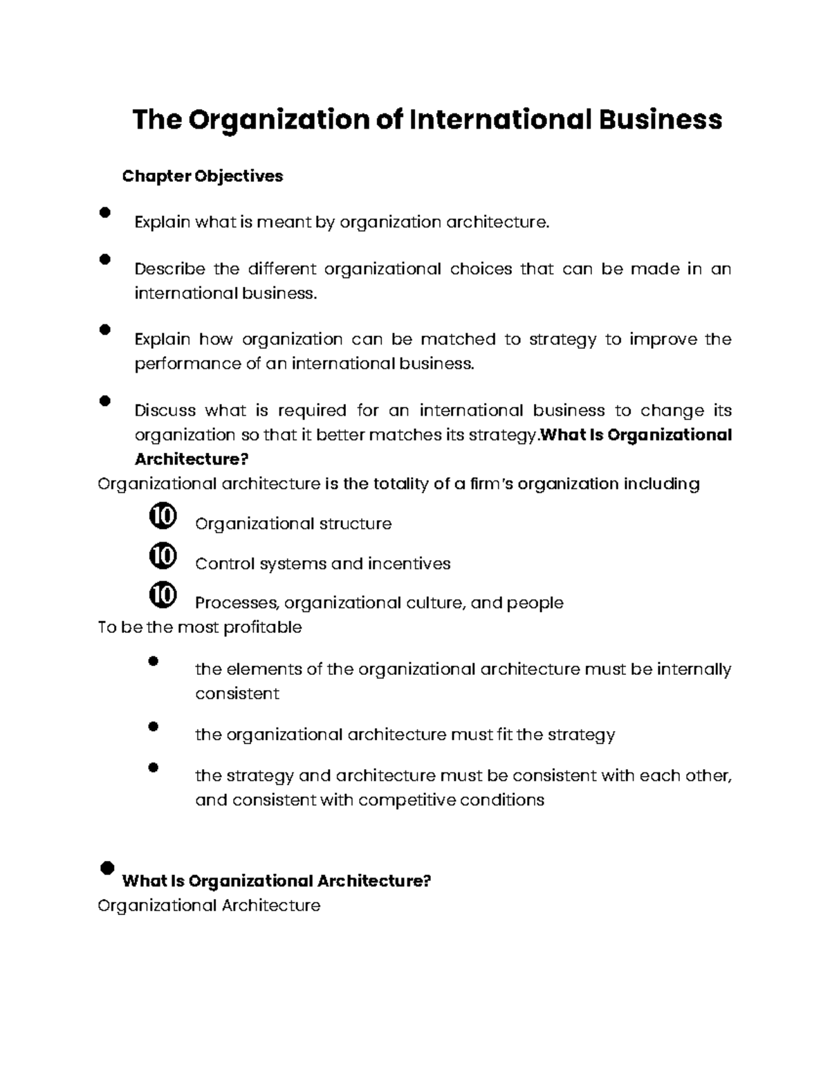 International Business Organization Architecture Overview - Studocu