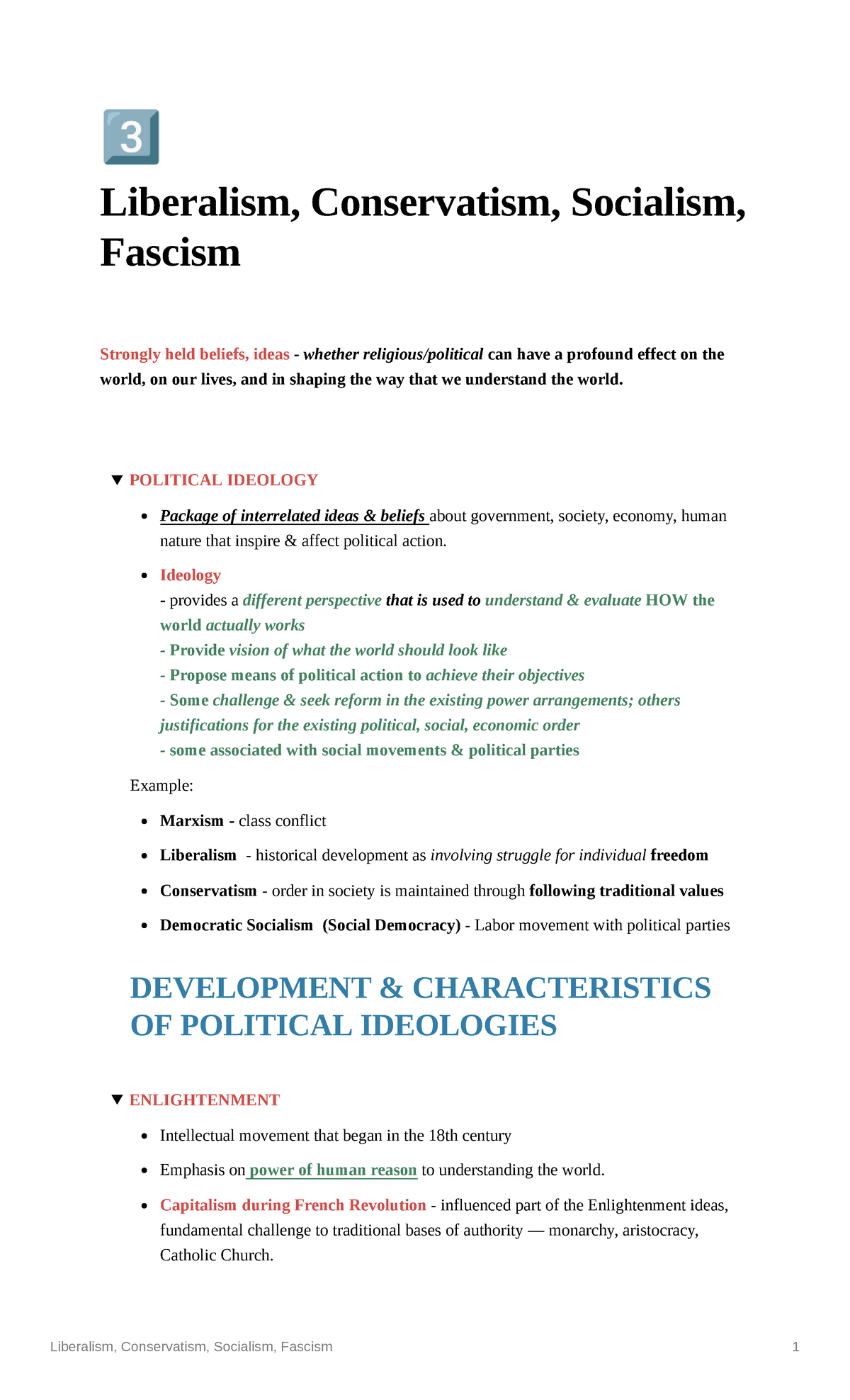 Liberalism Conservatism Socialism Fascism - ² Liberalism, Conservatism ...