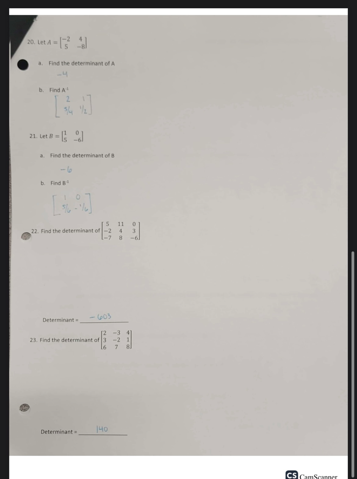 Algebra 2 - Matrices Unit Test Answers (IMG 5265) - Studocu