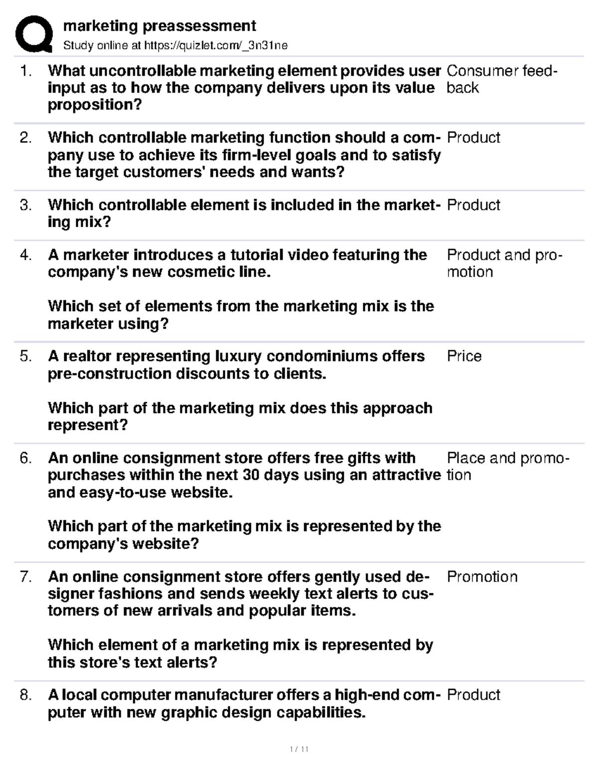 Marketing 101 Study Guide: Key Concepts and Elements - Studocu