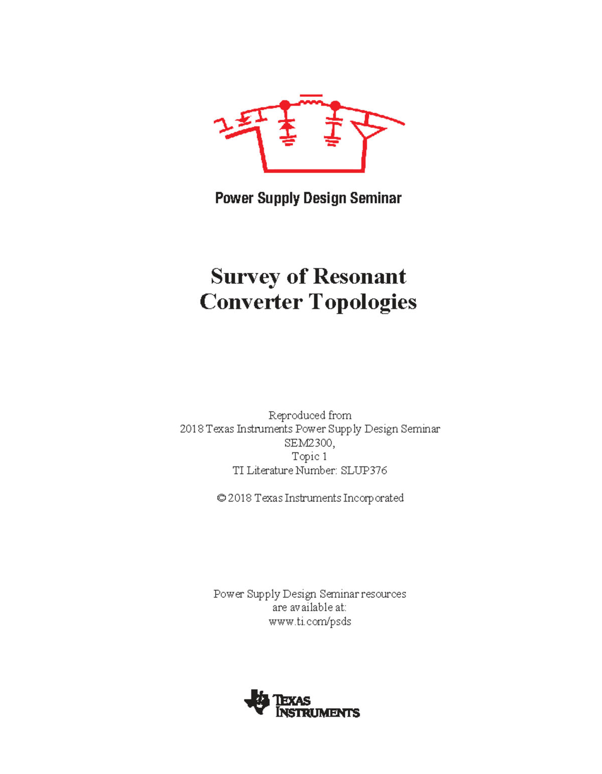 Survey of Resonant Converter Topologies - SEM2300 Power Supply Design ...