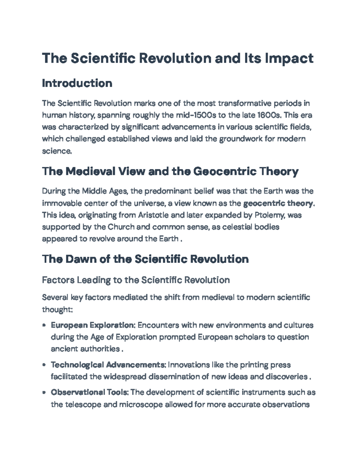 The Scientific Revolution: Insights on Its Transformative Impact - Studocu