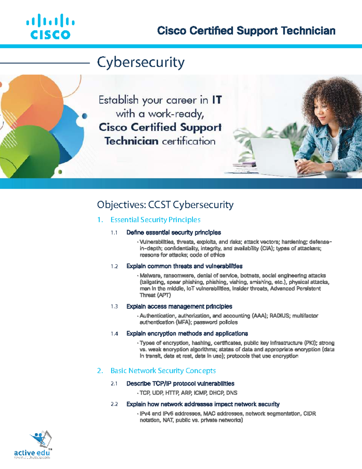 CCST Cybersecurity: CyberOps Associate Objectives Overview - Studocu