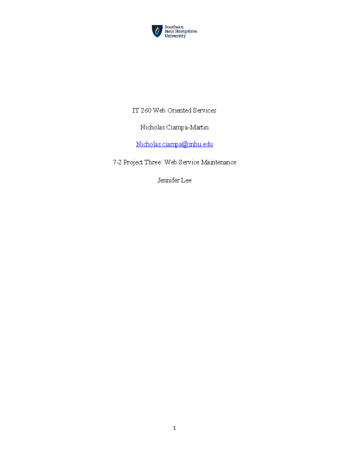 IT 260 Module 7-2 Project 3: Testing Web Service Functionality - Studocu