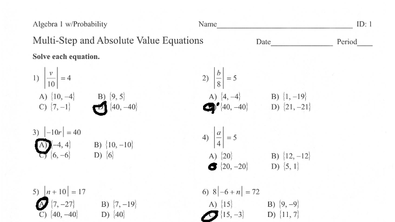 Algebra 1: Multi-Step & Absolute Value Equations Notes - Studocu