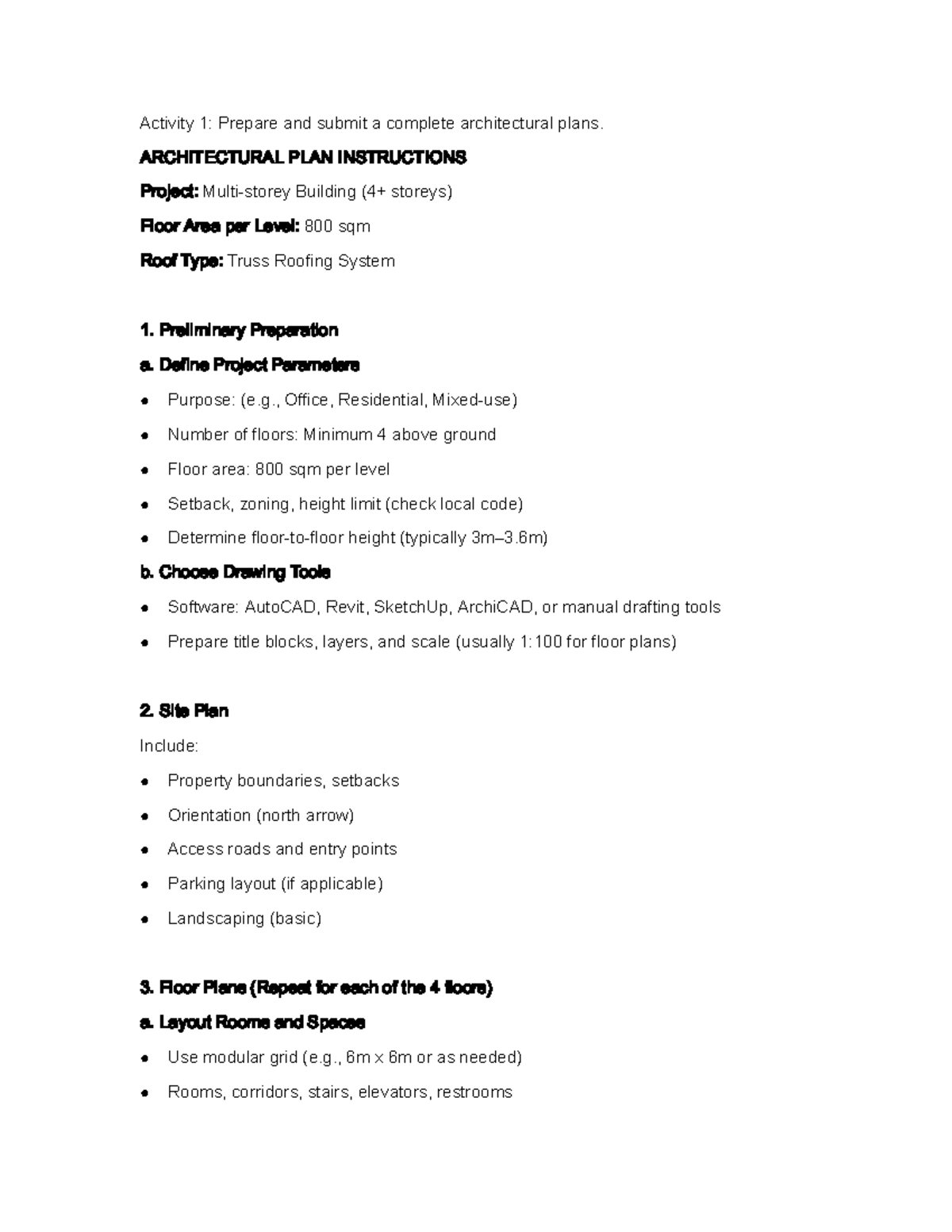 Activity 1: Complete Architectural Plans Submission - ARCH 101 - Studocu