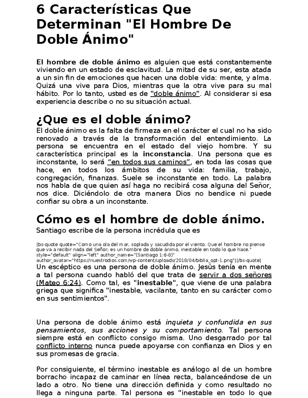 6 Características del Hombre de Doble Ánimo y Su Inestabilidad - Studocu