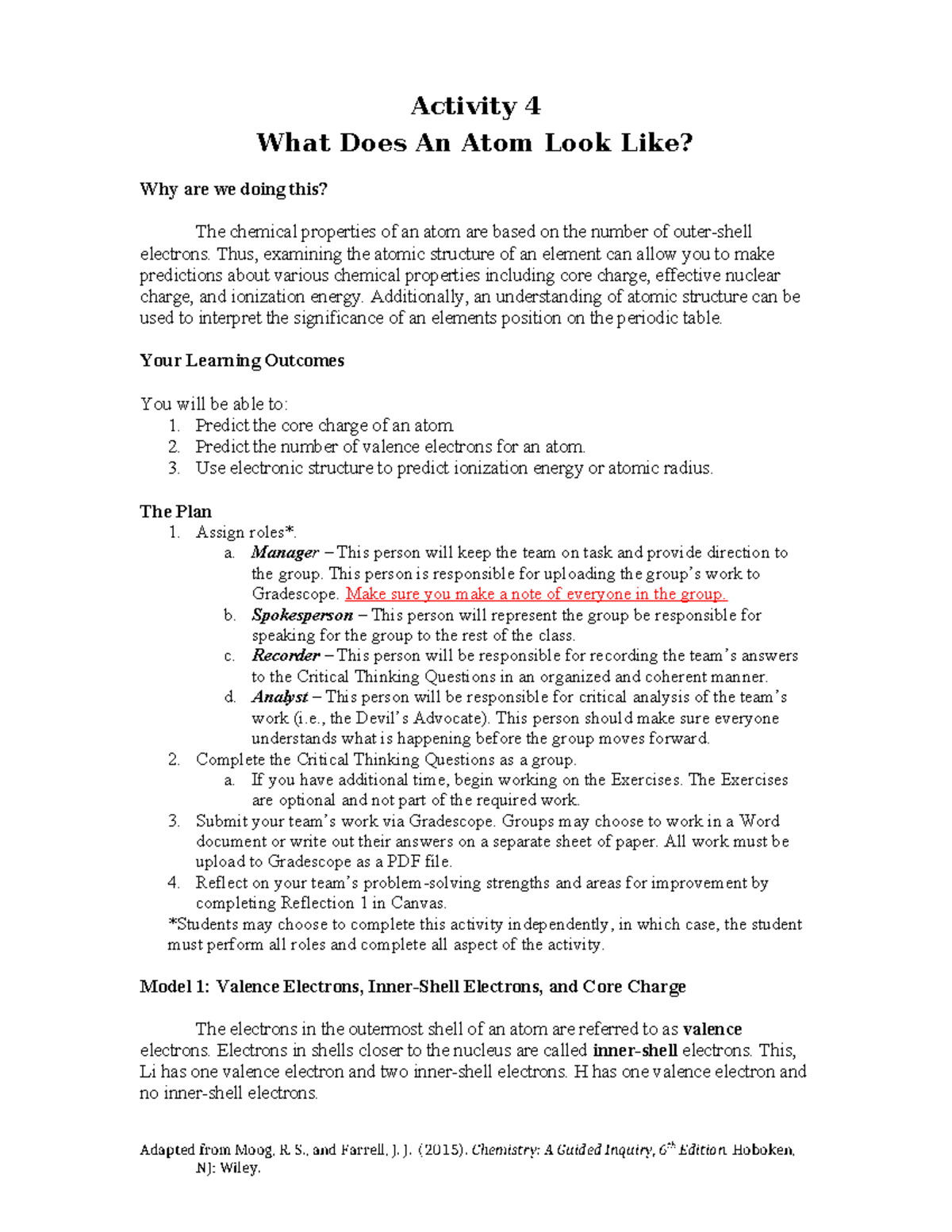 Activity 4: Understanding Atomic Structure and Properties - Studocu