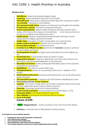Core 1 HSC Questions PDHPE 2020 - Core 1 HSC Health Priorities in ...