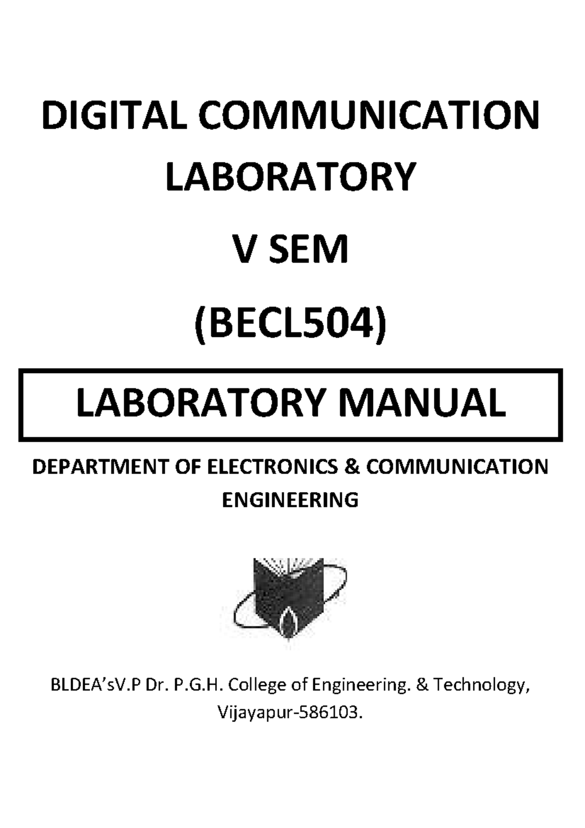 Digital Communication Lab Manual (BECL504) - Experiments & Theory - Studocu