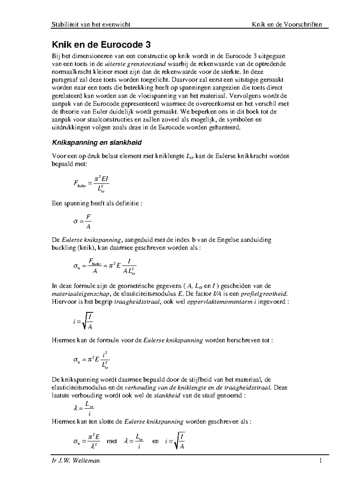 Knikspanning en Slankheid volgens Eurocode 3 - Knik Berekening 1993-1-1 ...