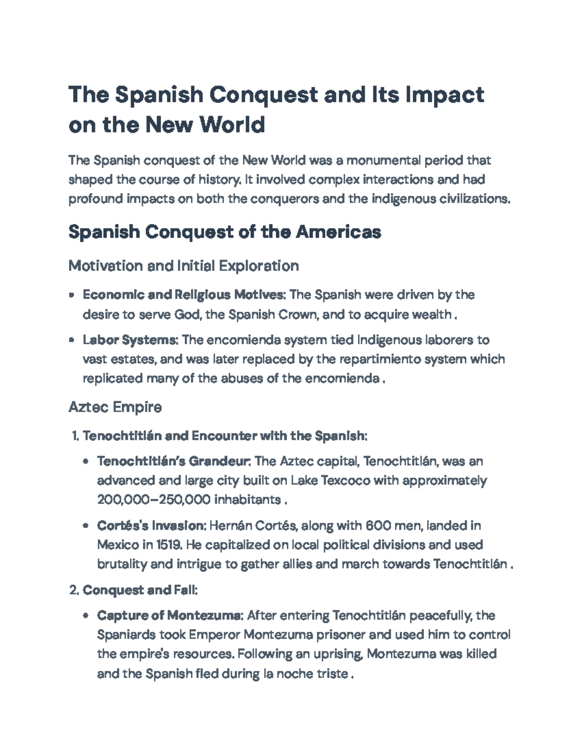 Spanish Conquest of the Americas: Impacts on Aztecs & Incas - The ...
