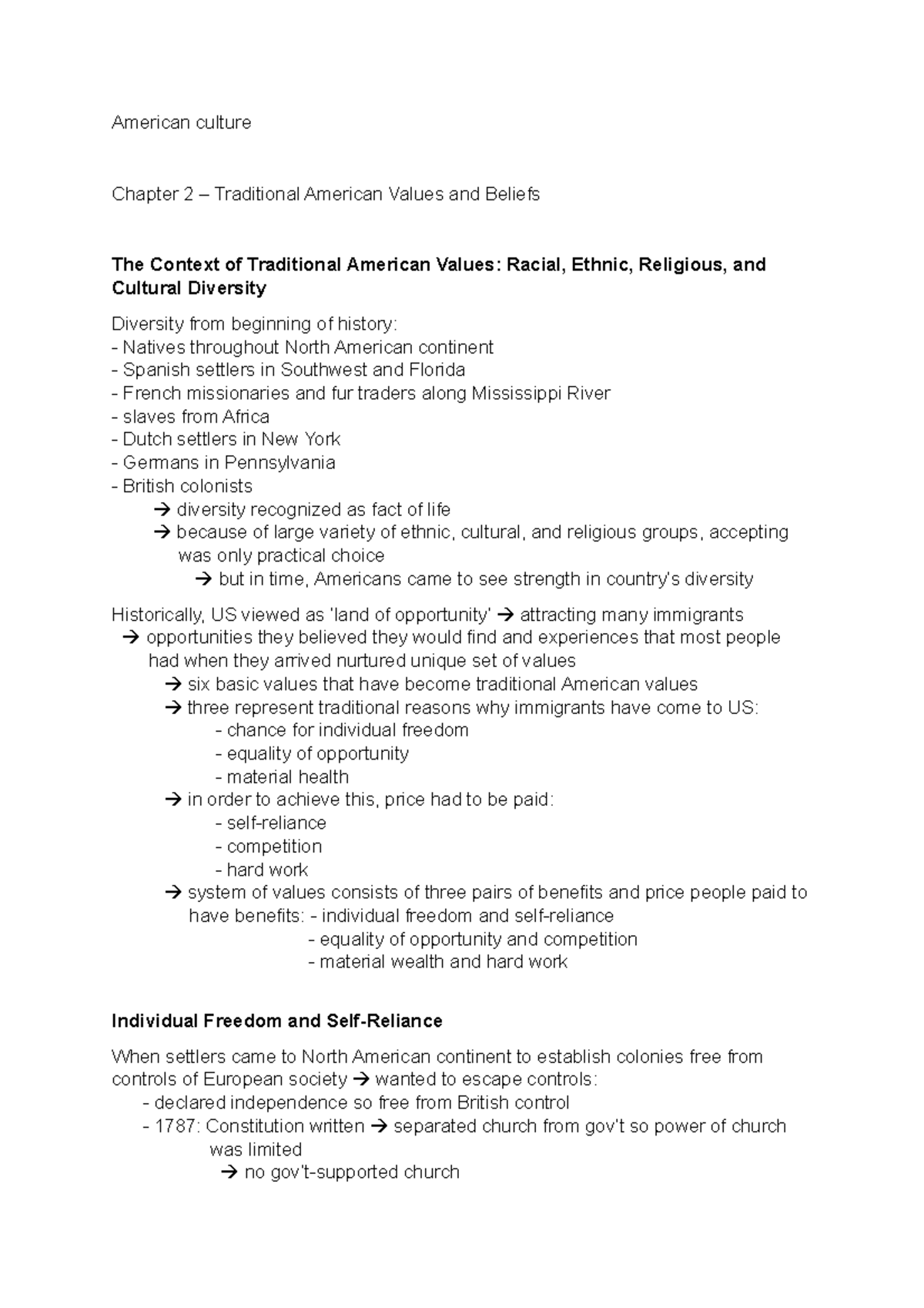 American Culture: Key Traditional Values and Beliefs (Period 3 ...