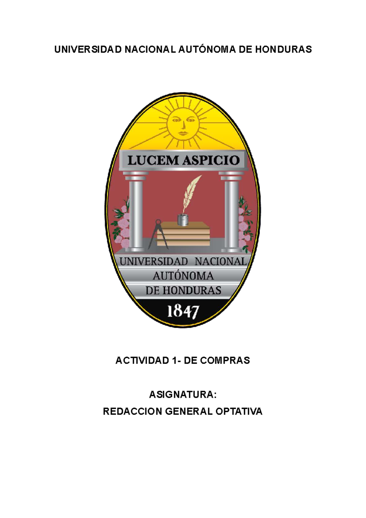 ACTIVIDAD 1: DE COMPRAS - Redacción General 1300 - UNIVERSIDAD NACIONAL ...