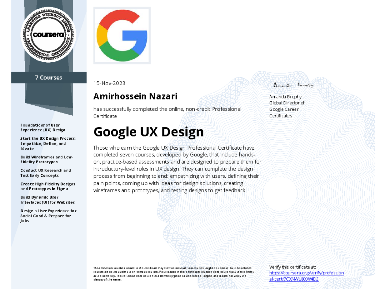 Google UX Design Professional Certificate Overview - Studocu