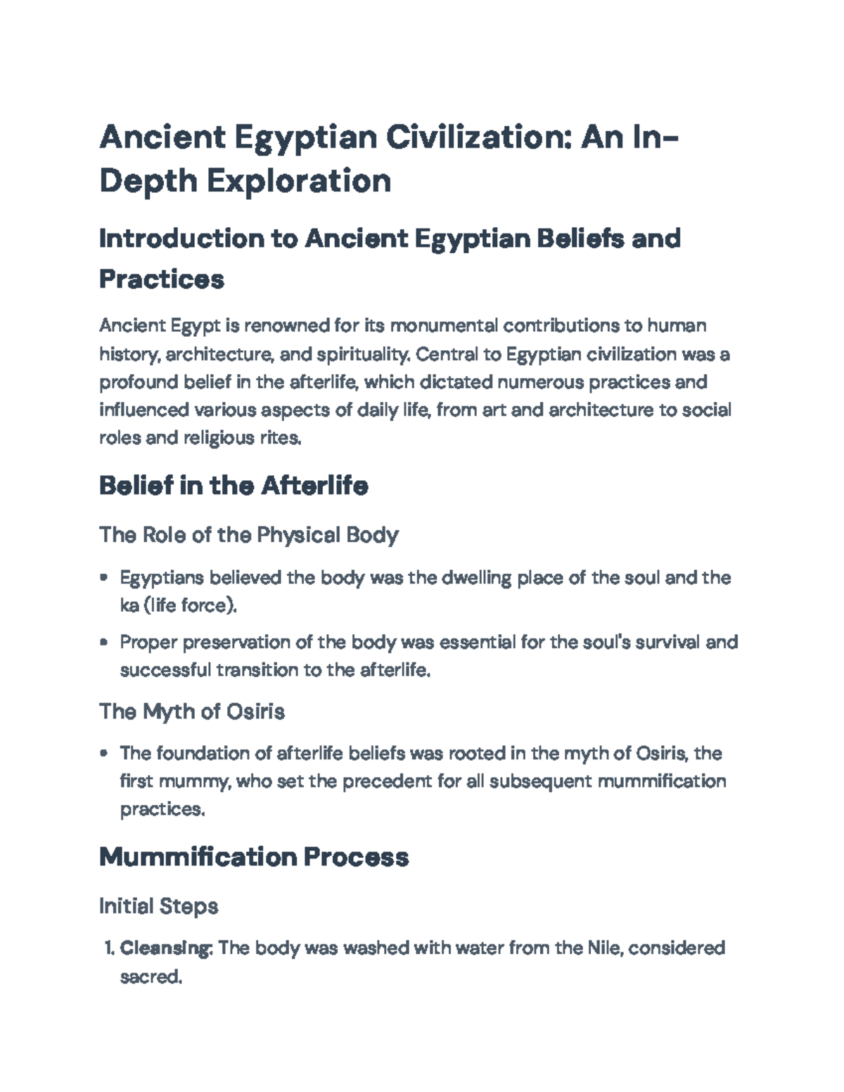 Ancient Egyptian Civilization: Mummification and Beliefs Overview ...