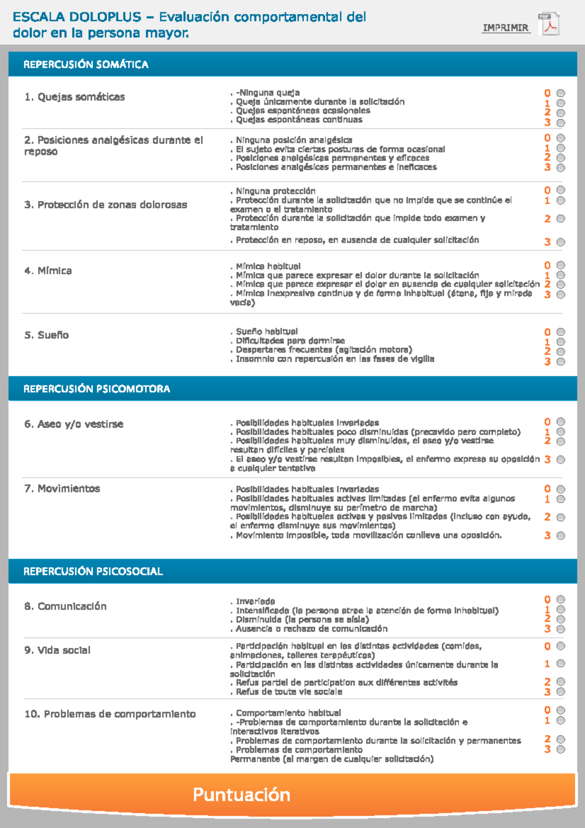 Evaluación del Doloplus: Herramientas y Resultados en el Dolor - Studocu