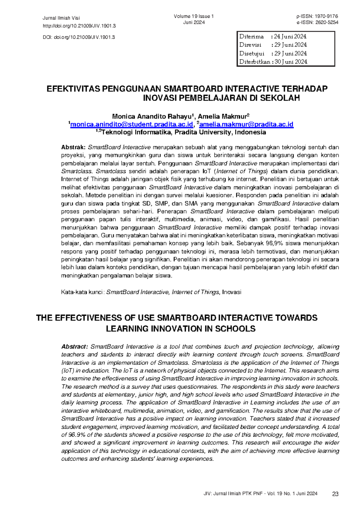 Kajian Efektivitas Penggunaan SmartBoard Interactive dalam Pembelajaran di - Studocu