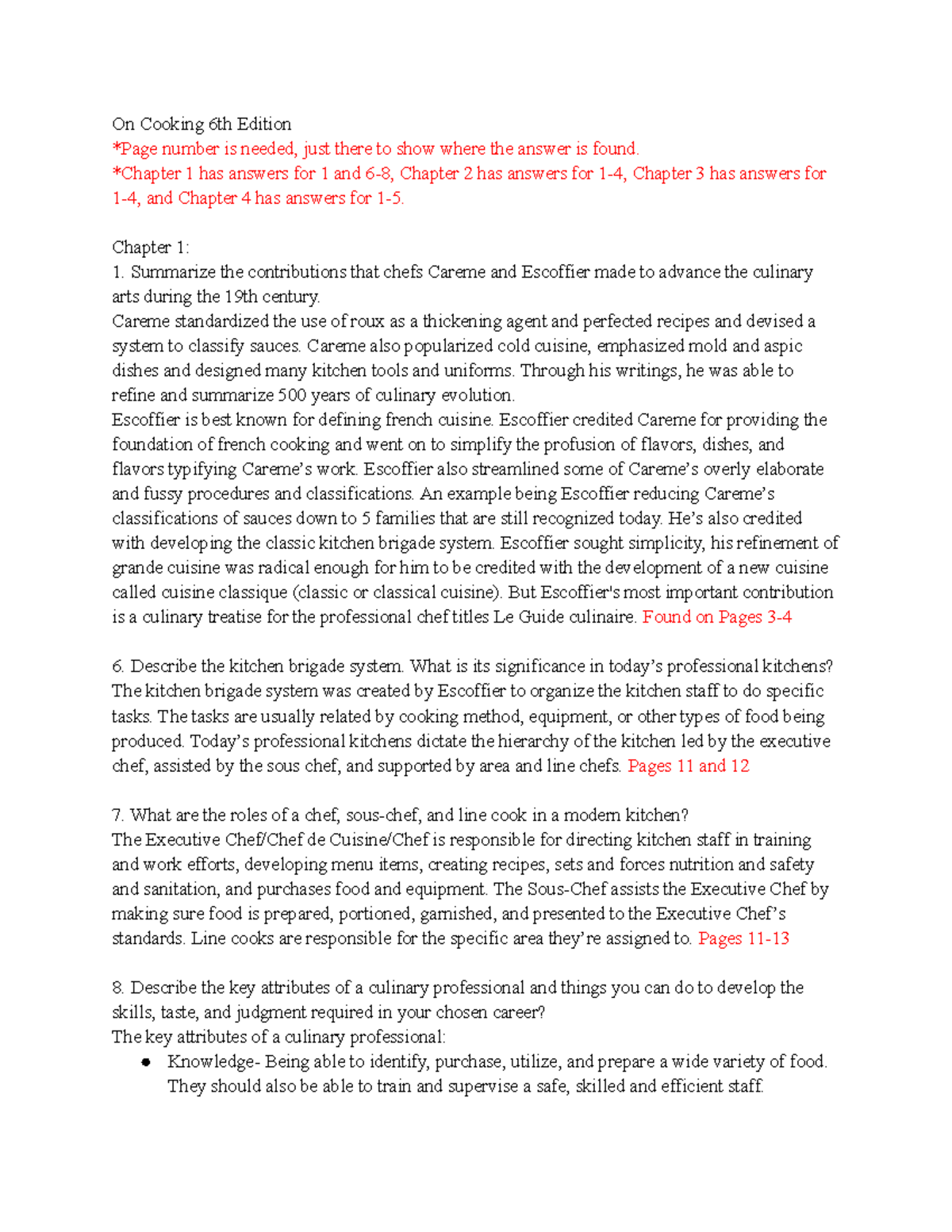 Culinary 060 On Cooking 6th Ed. Study Guide for Chapters 1-4 - Studocu