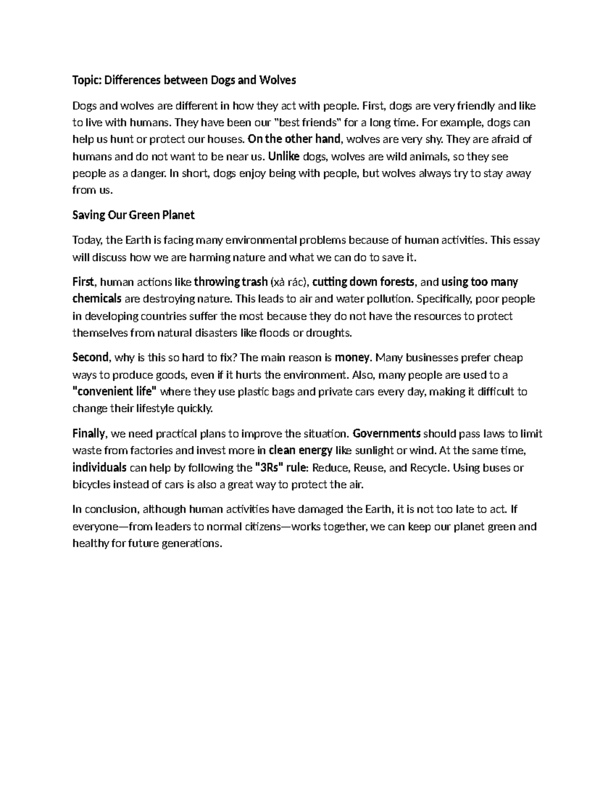 Differences Between Dogs and Wolves: A Comparative Study - Tiếng Anh 12 ...