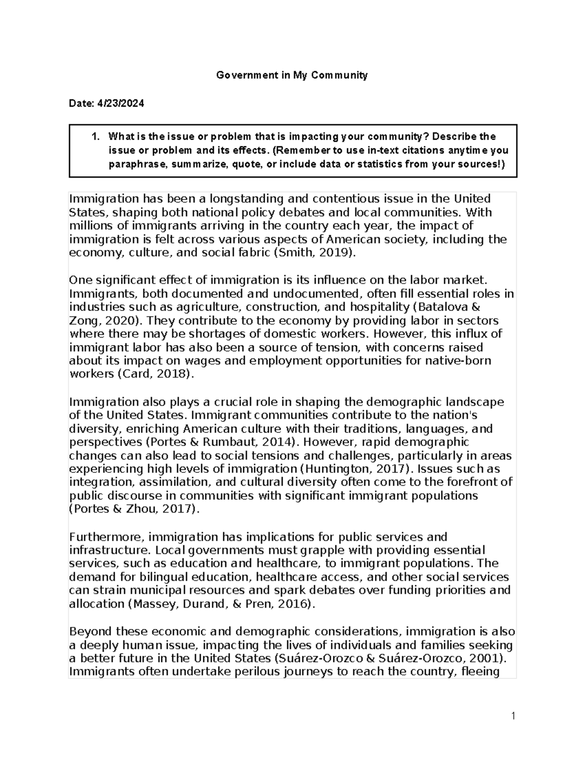 US Gov 101 - Examining Immigration Issues and Government Response - Studocu