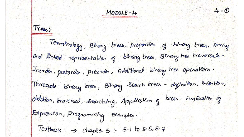 DSA-4th Module: Binary Trees, Properties, and Representations - Studocu