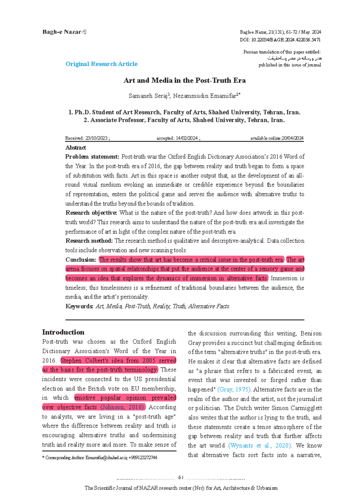 Art and Media Analysis in the Post-Truth Era: Research Insights (NRC ...