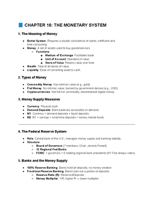 Comprehensive Overview of Monetary Systems and Economic Principles ...