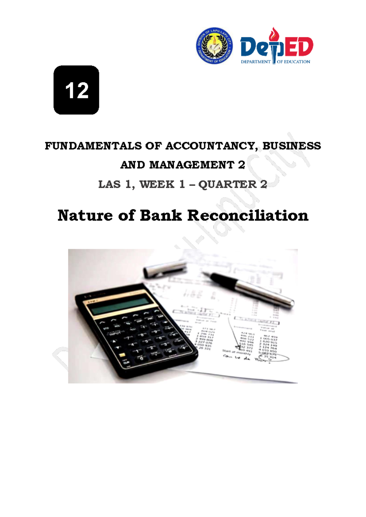 FABM 2 LAS 1 WEEK 1 Q2 - Understanding Bank Reconciliation Statements ...