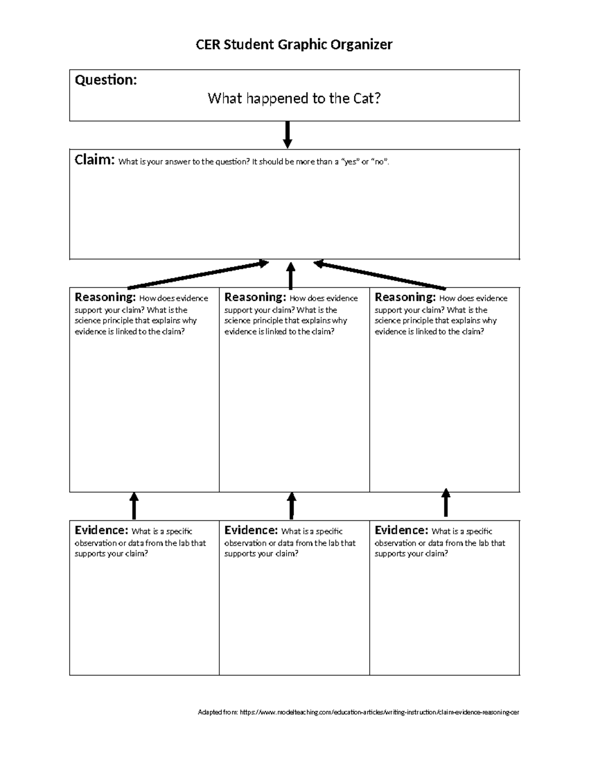 CER Graphic Organizer: Analyzing the Cat Incident (Cat 3) - Studocu