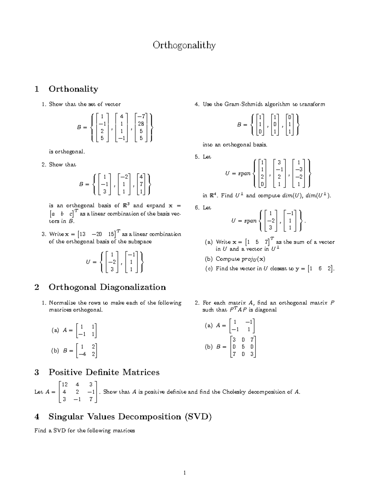Orthogonal Concepts and Applications: Linear Algebra Insights - Studocu