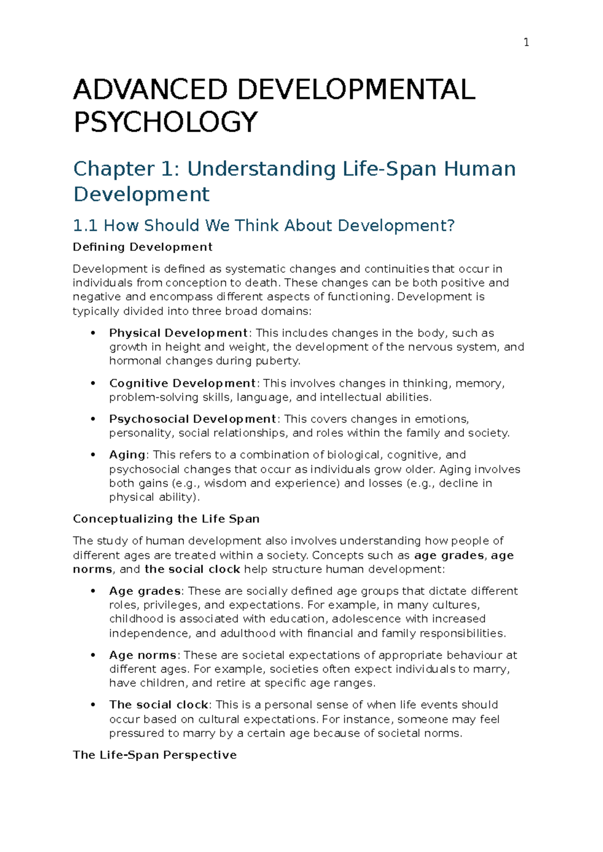 Developmental Psychology Notes (PSY 203) - Final Version - Studocu