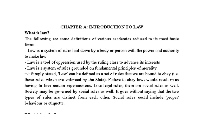 CHAPTER A & B: INTRODUCTION TO LAW & LOGISTICS (Tóm tắt LT) - Studocu