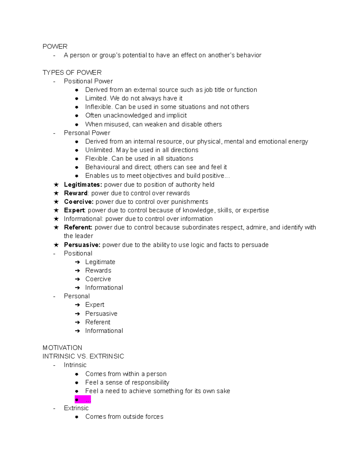 Power - notes - POWER A person or group’s potential to have an effect ...