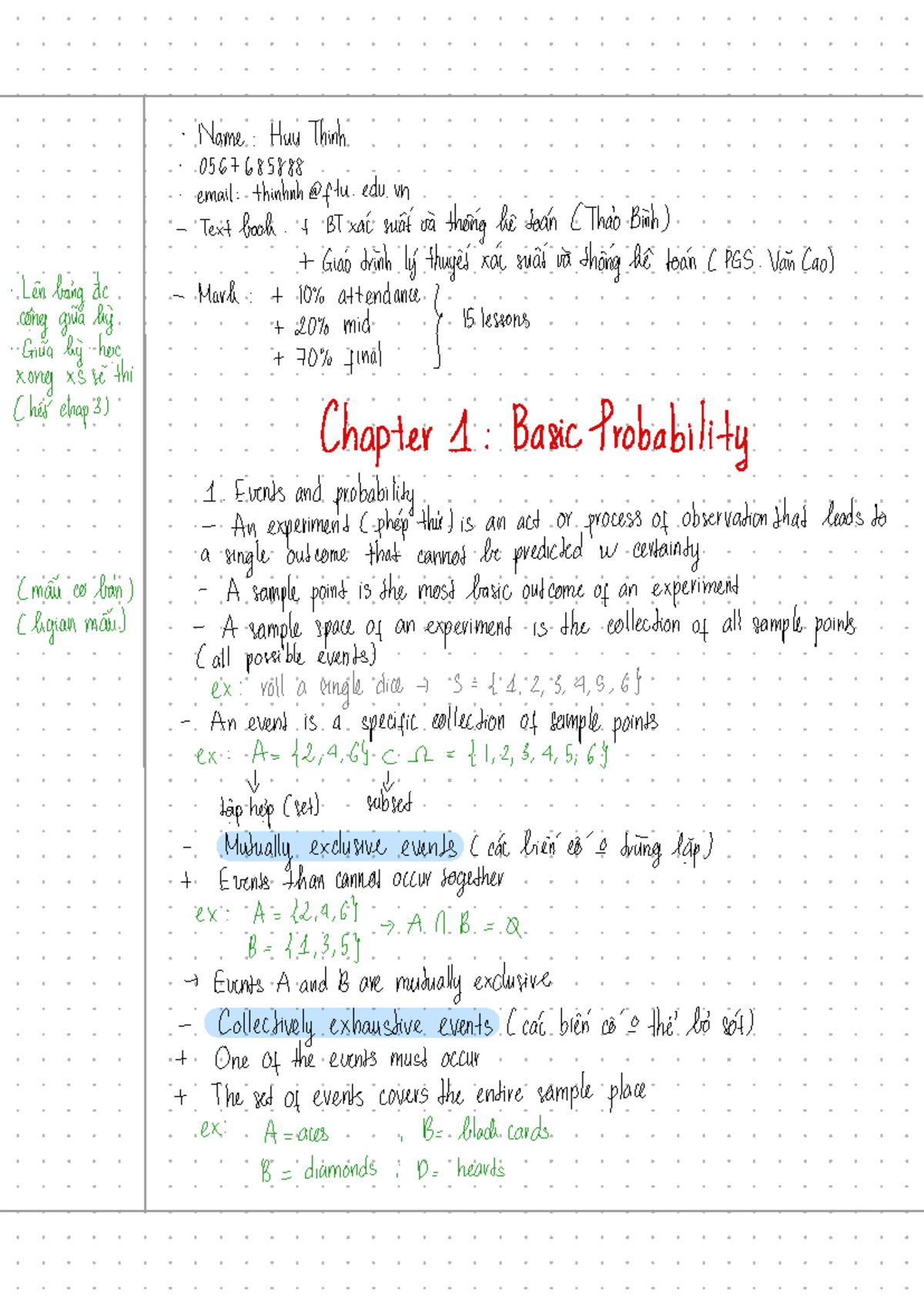 Probability Theory and Statistics - Lecture Notes (MATH 101) - Studocu