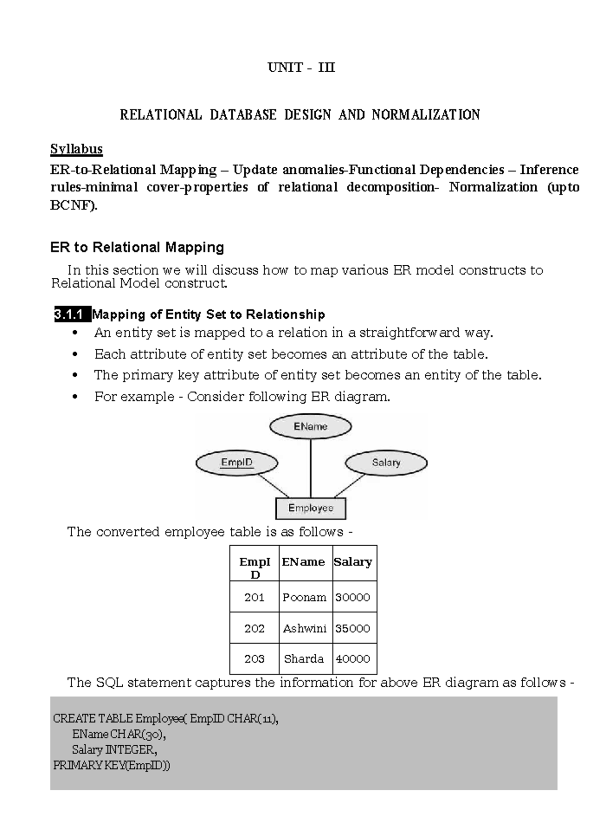 Unit 3 DBDM - Relational Database Design and Normalization Notes - Studocu