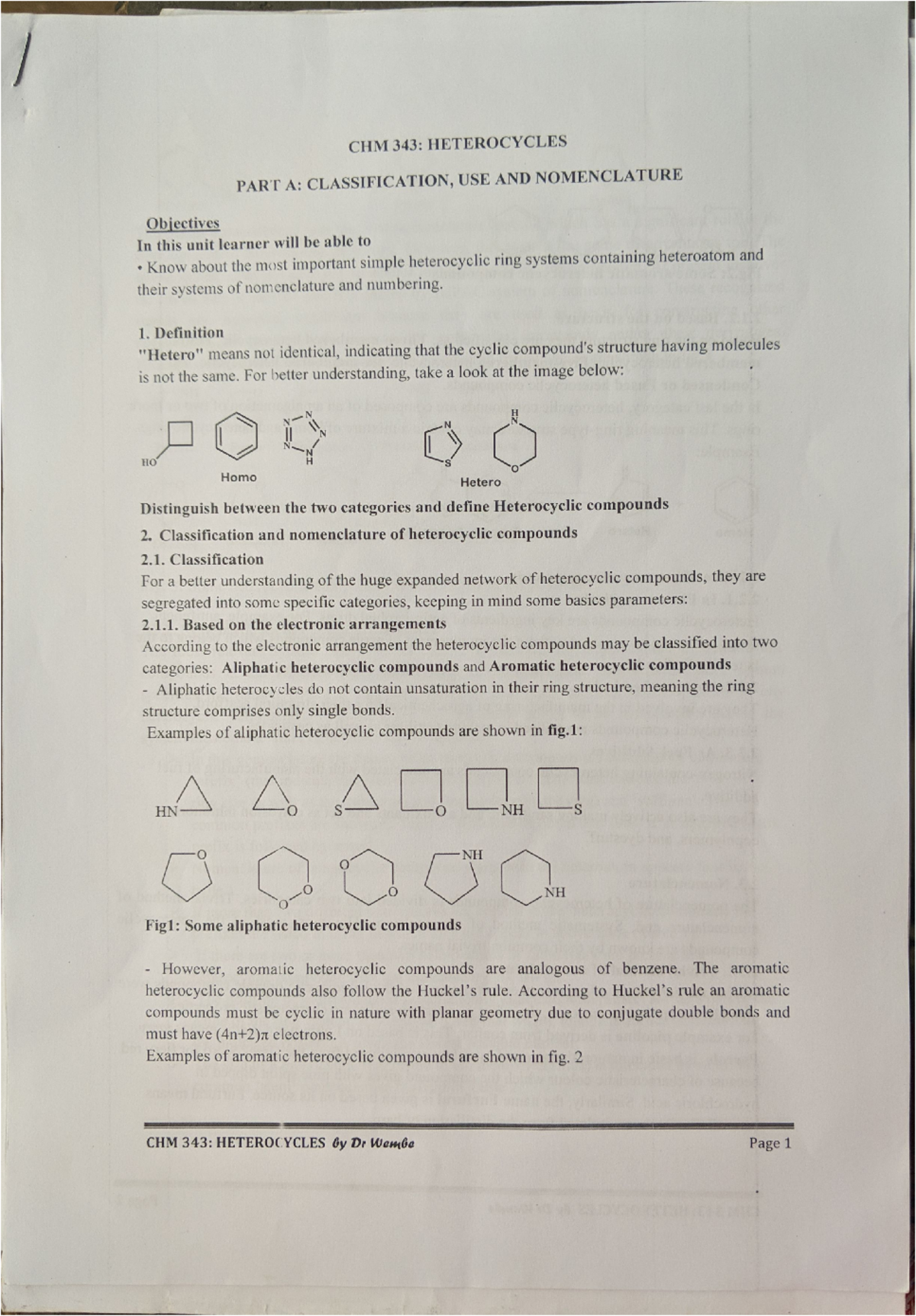 CHM 343: Heterocycles - Classification, Use, and Nomenclature Guide ...