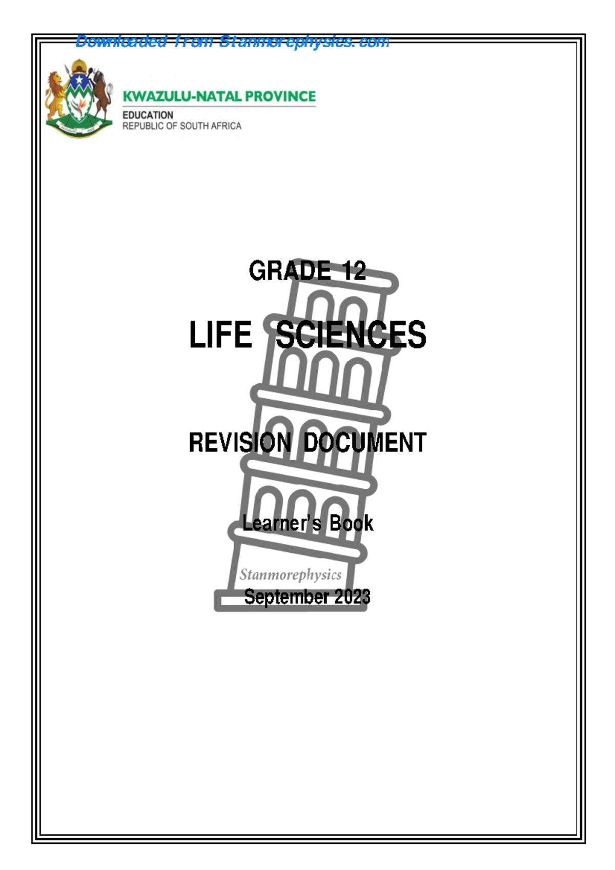 KZN-2023-LFSC-Grade 12 Life Sciences Final Exam Revision Document - Studocu
