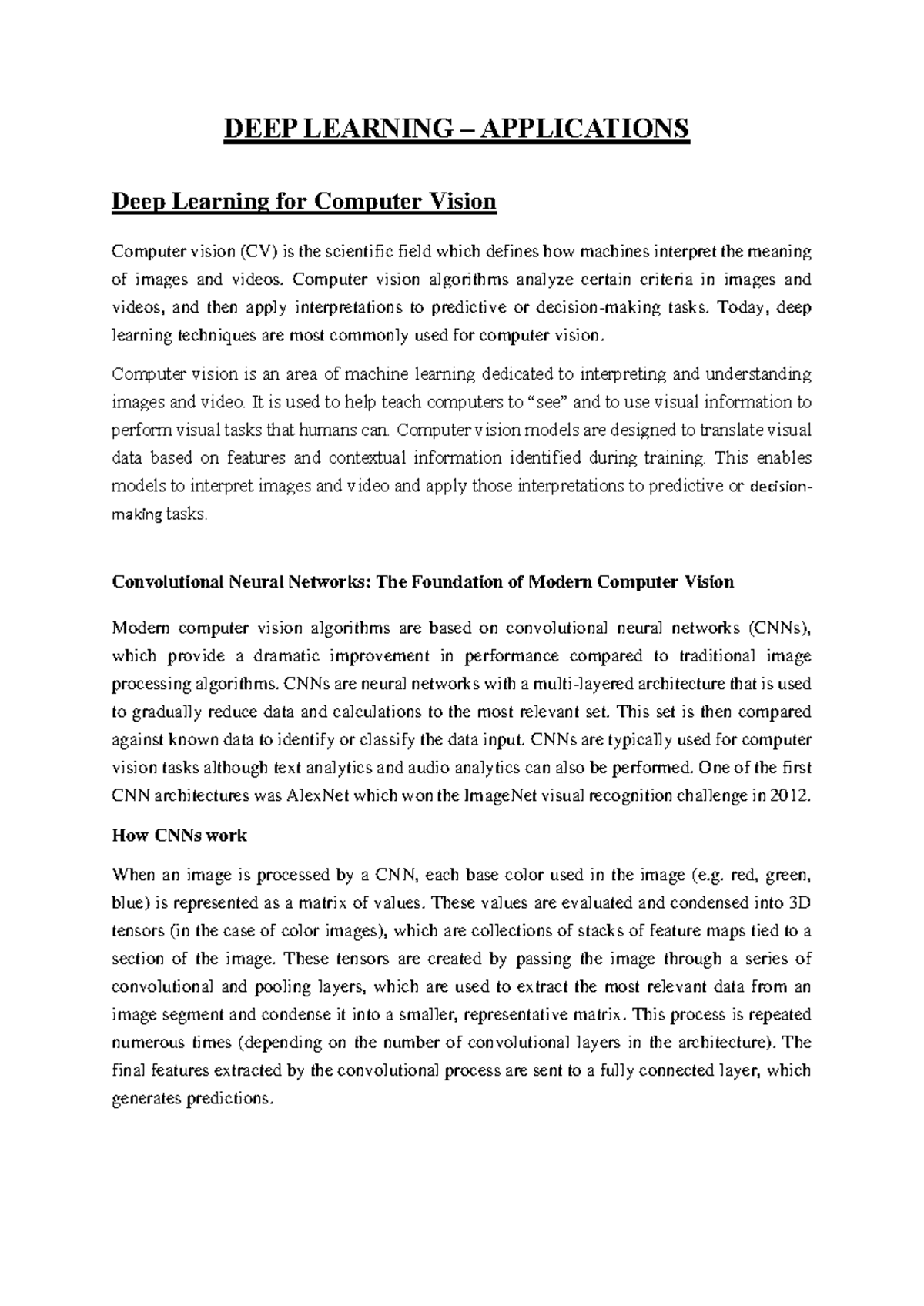 Deep Learning Applications in CV and NLP: Module 5-2 Insights - Studocu