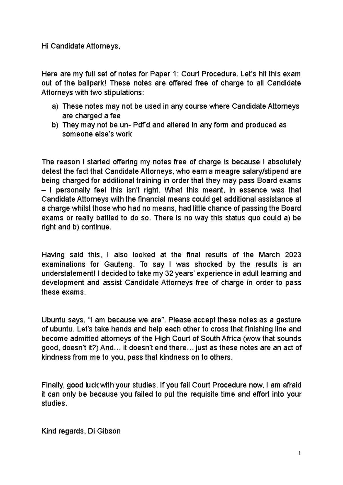 Court Procedure Study Notes for Paper 1: Candidate Attorneys - Studocu