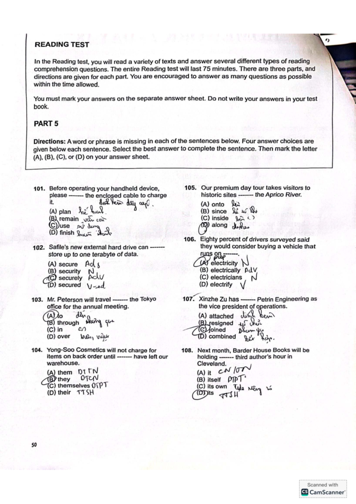 Reading Test Instructions and Sample Questions - Studocu
