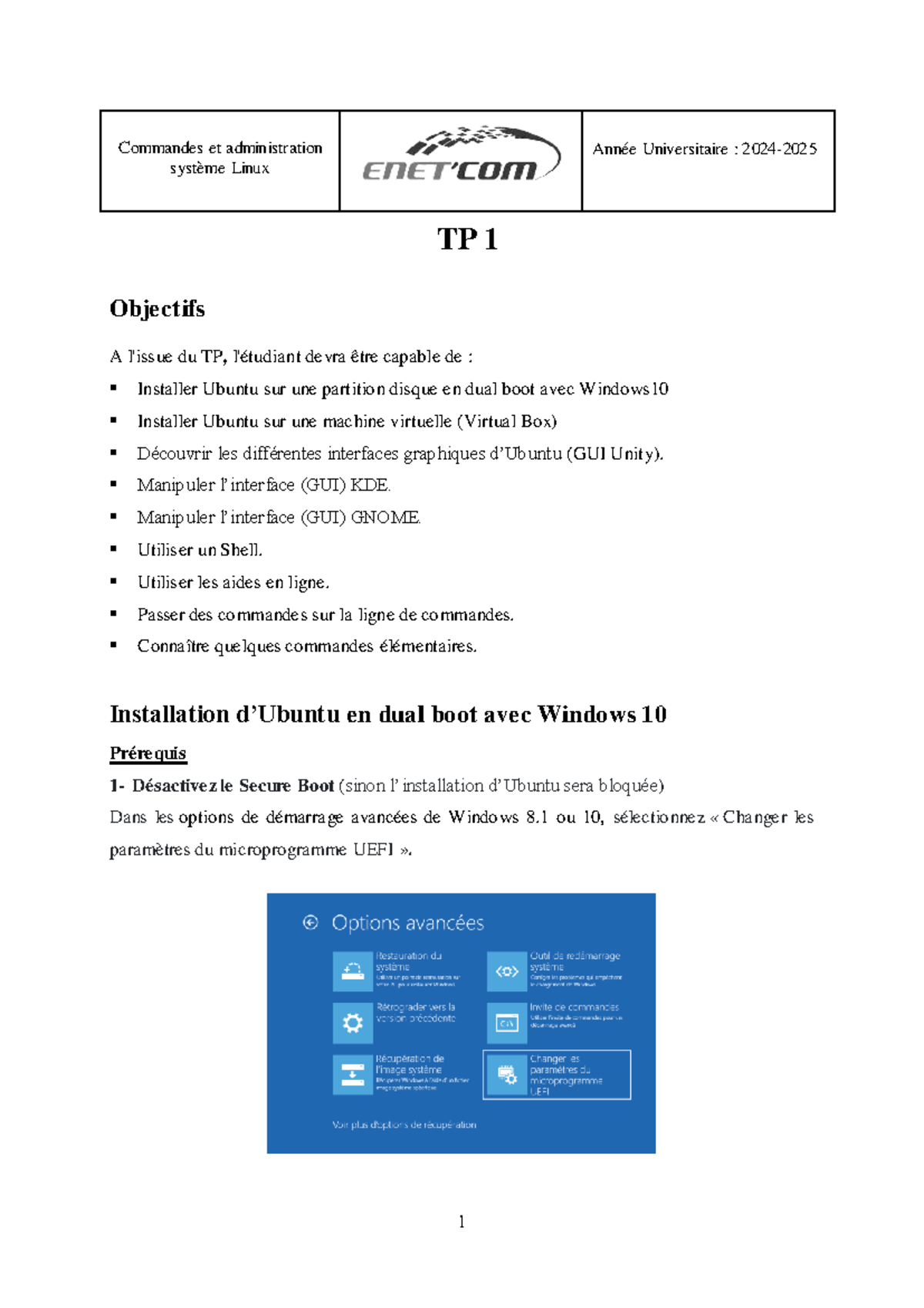 TP 1 : Installation et Administration de Linux Ubuntu - Studocu