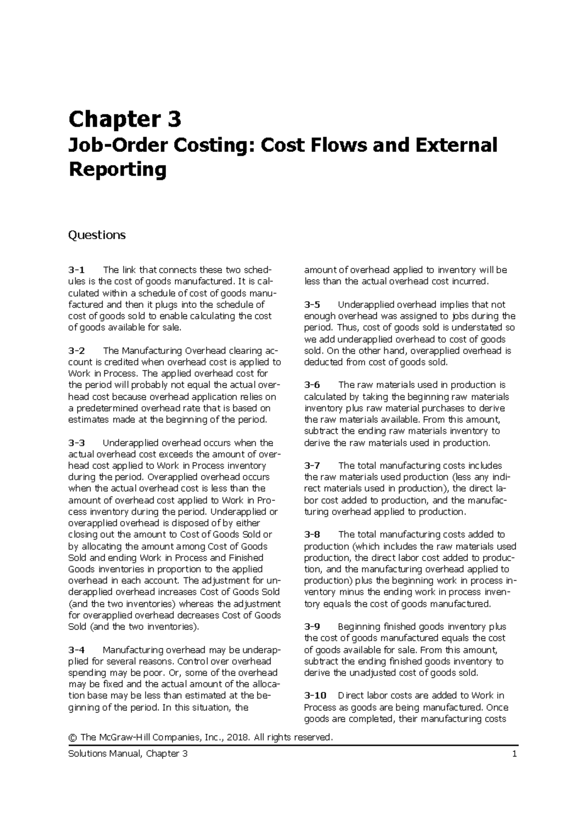 Chapter 3: Cost Flows & External Reporting in Managerial Accounting ...