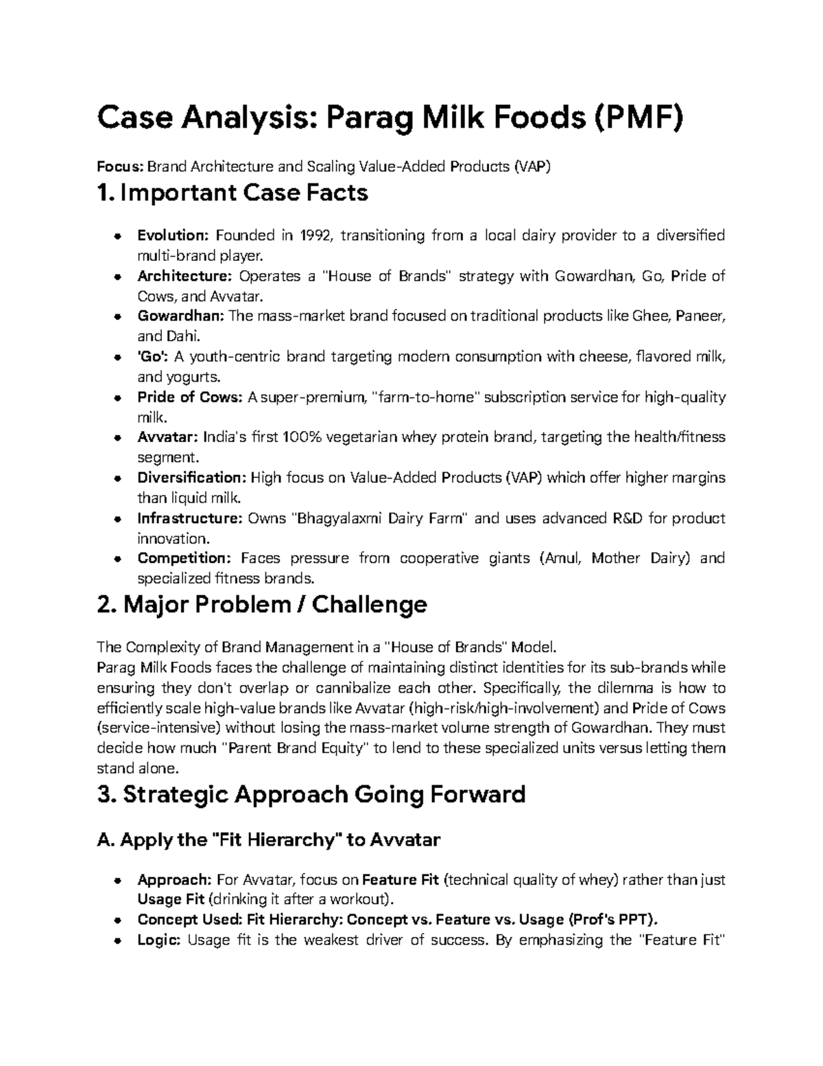 Case Study: Parag Milk Foods (PMF) - Brand Management Challenges - Studocu