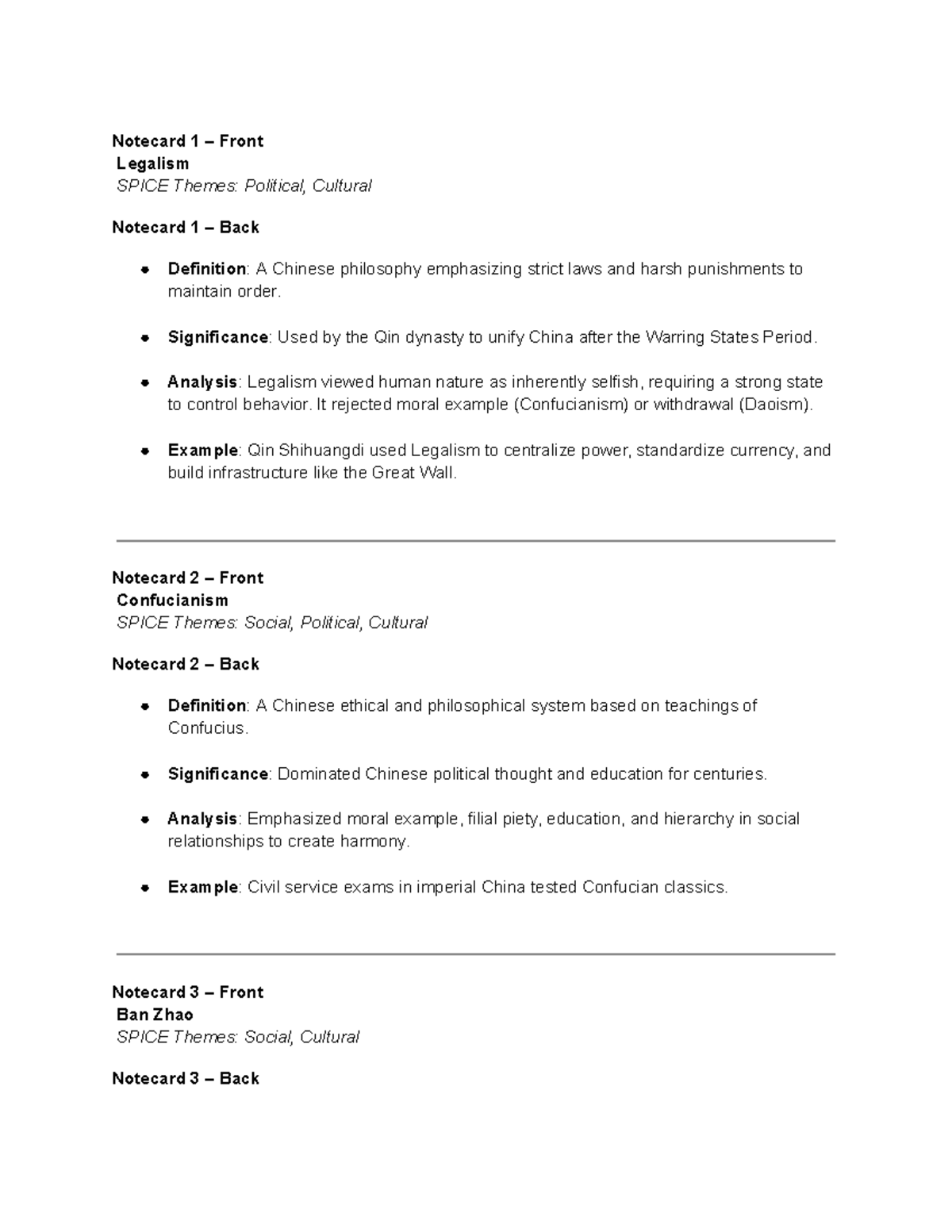 Notecards on Major Philosophies & Religions of the Ancient World (HIST ...